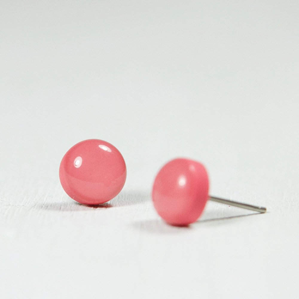 Blush Pink Stud Earrings - Medium Studs Earrings - Handmade Polymer ...