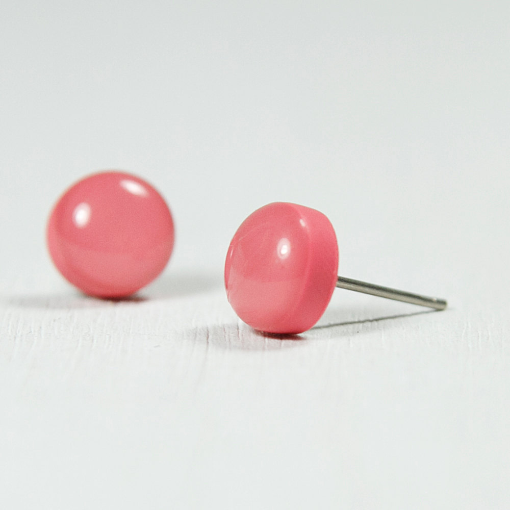 Blush Pink Stud Earrings - Medium Studs Earrings - Handmade Polymer ...