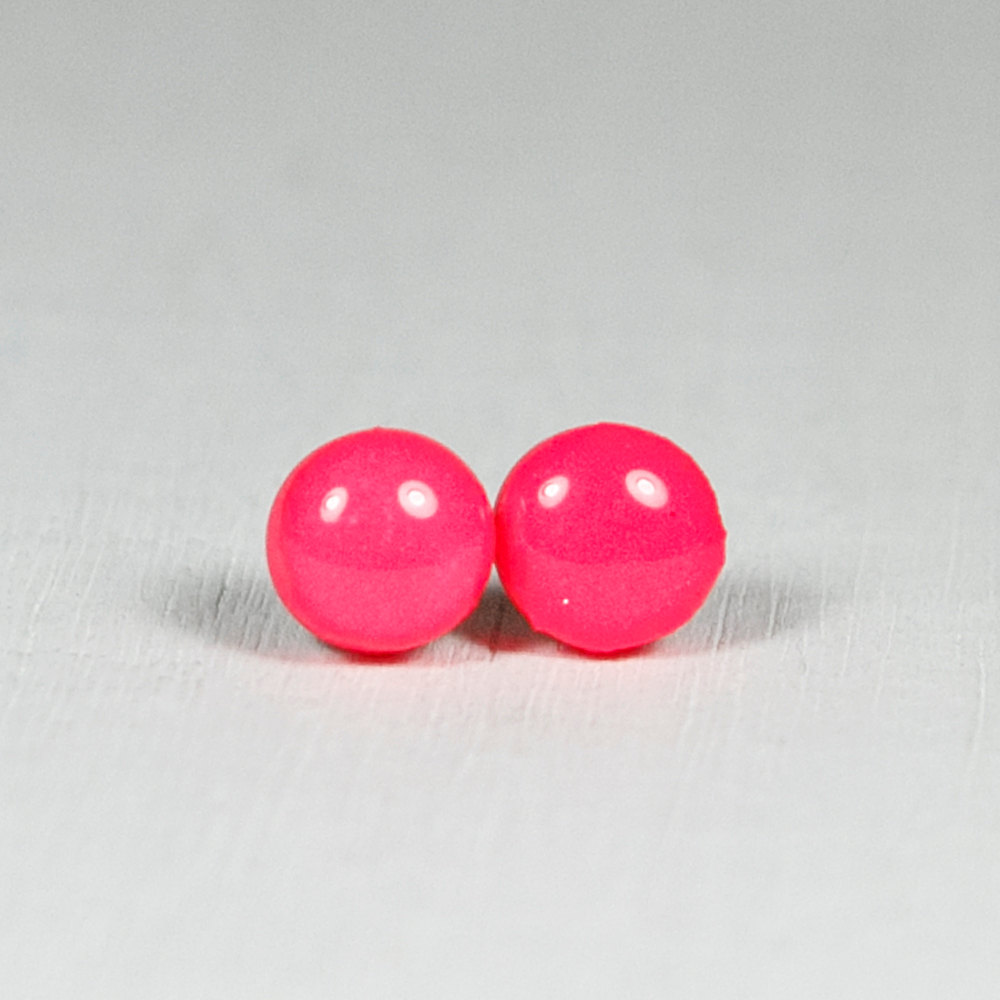 Neon Pink Stud Earrings - Medium Studs Earrings - Handmade Polymer Clay ...